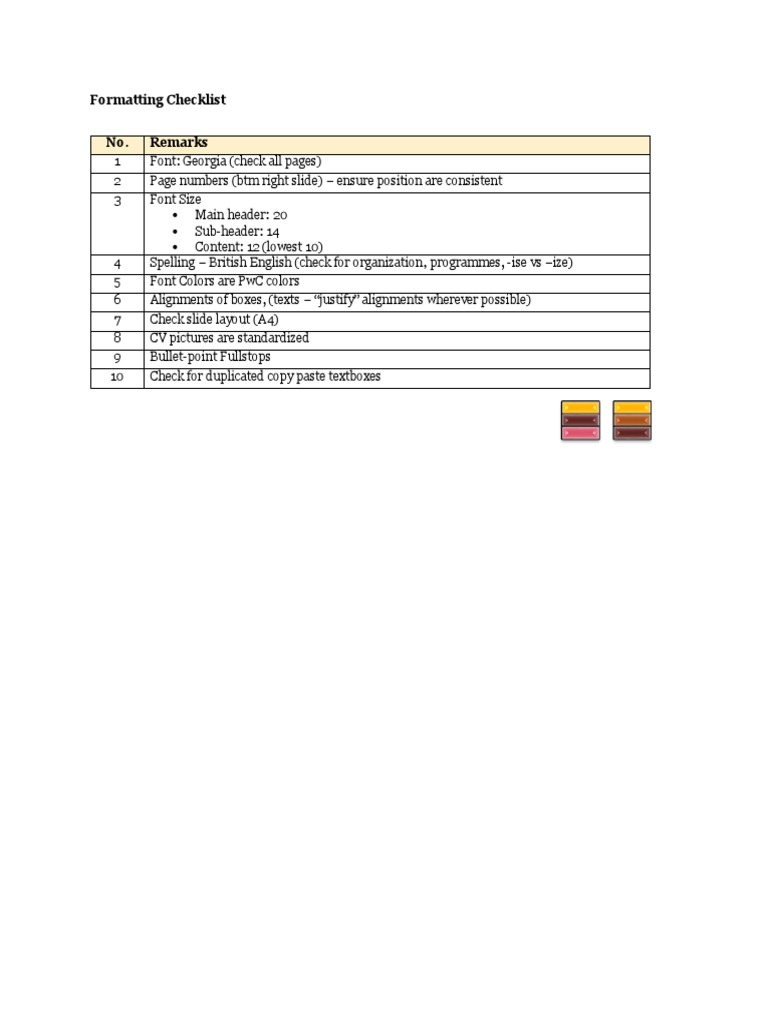 Formatting Checklist No. Remarks | PDF