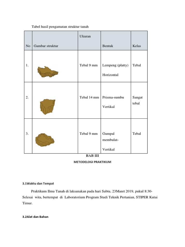 Tabel Hasil Pengamatan Struktur Tanah | PDF