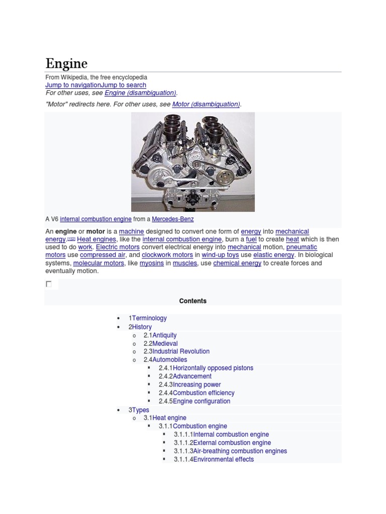 Engine: For Other Uses, See - "Motor" Redirects Here. For Other Uses ...