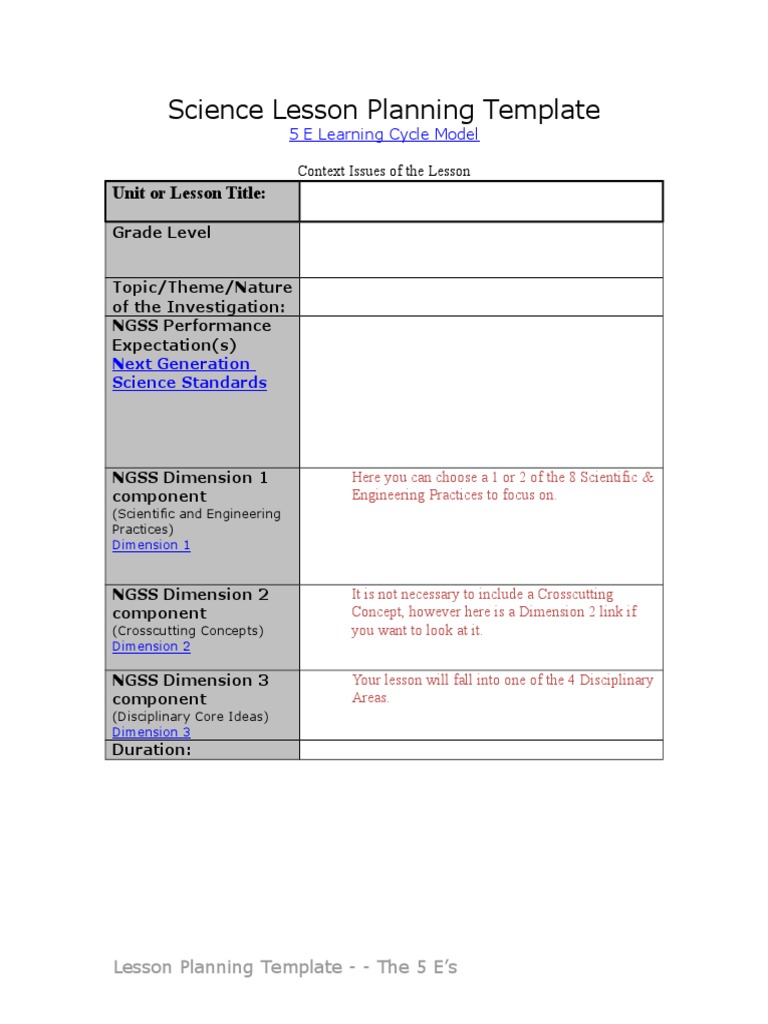 5e Lesson Plan Template | PDF | Educational Assessment | Science