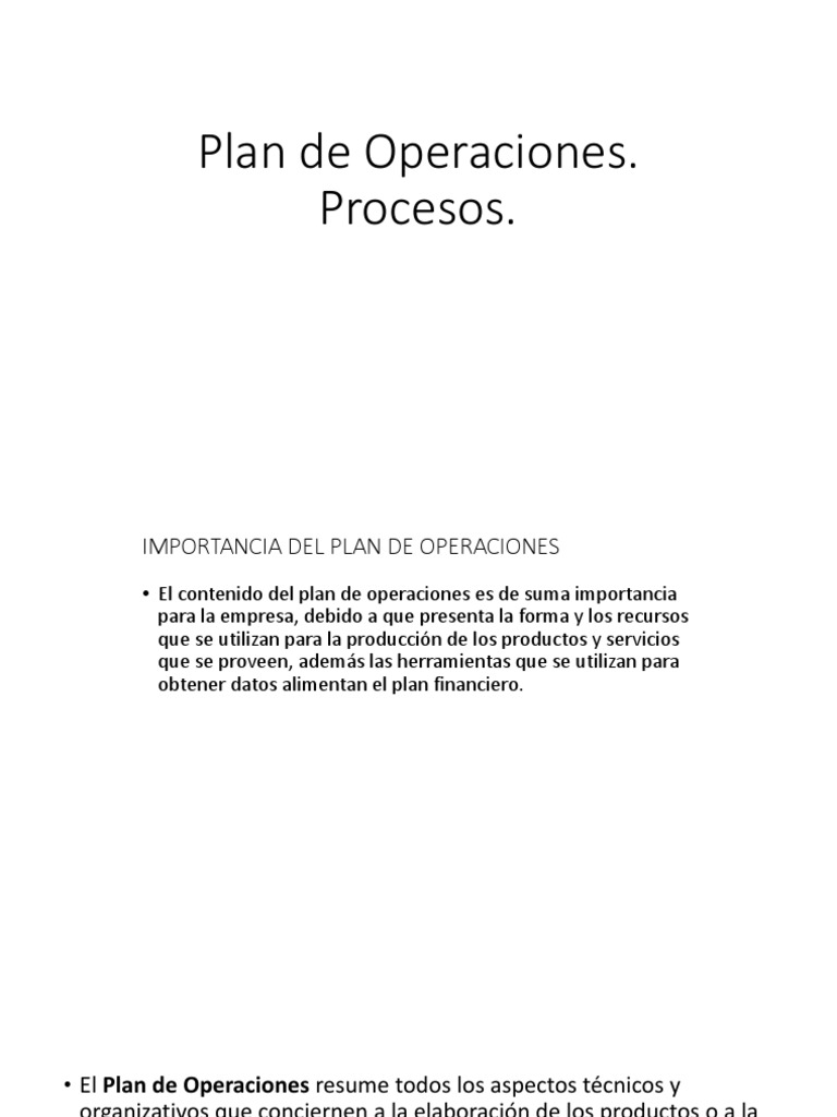 Plan de Operaciones | PDF | Obtención | Calidad (comercial)