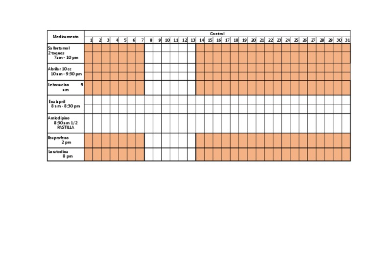 Plantilla para Control de Pastillas | PDF