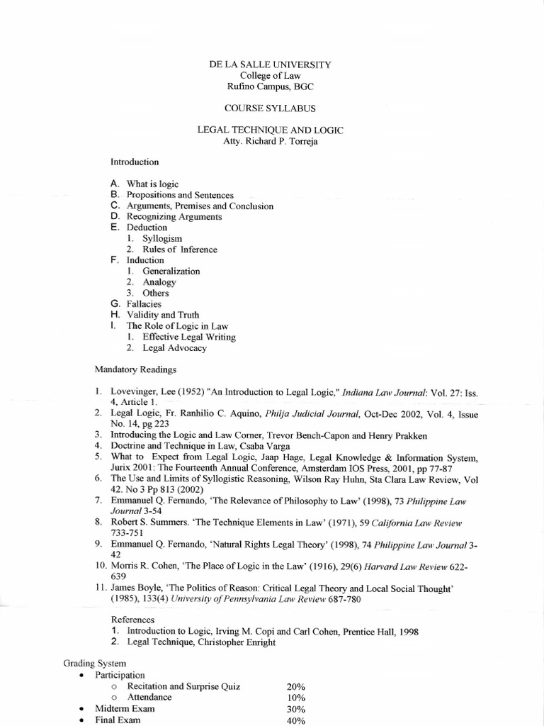 Legal Tech & Logic Syllabus | Download Free PDF | Logic | Argument