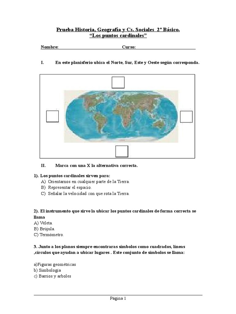 Actividades sobre Puntos Cardinales | PDF | Mapa | Herida