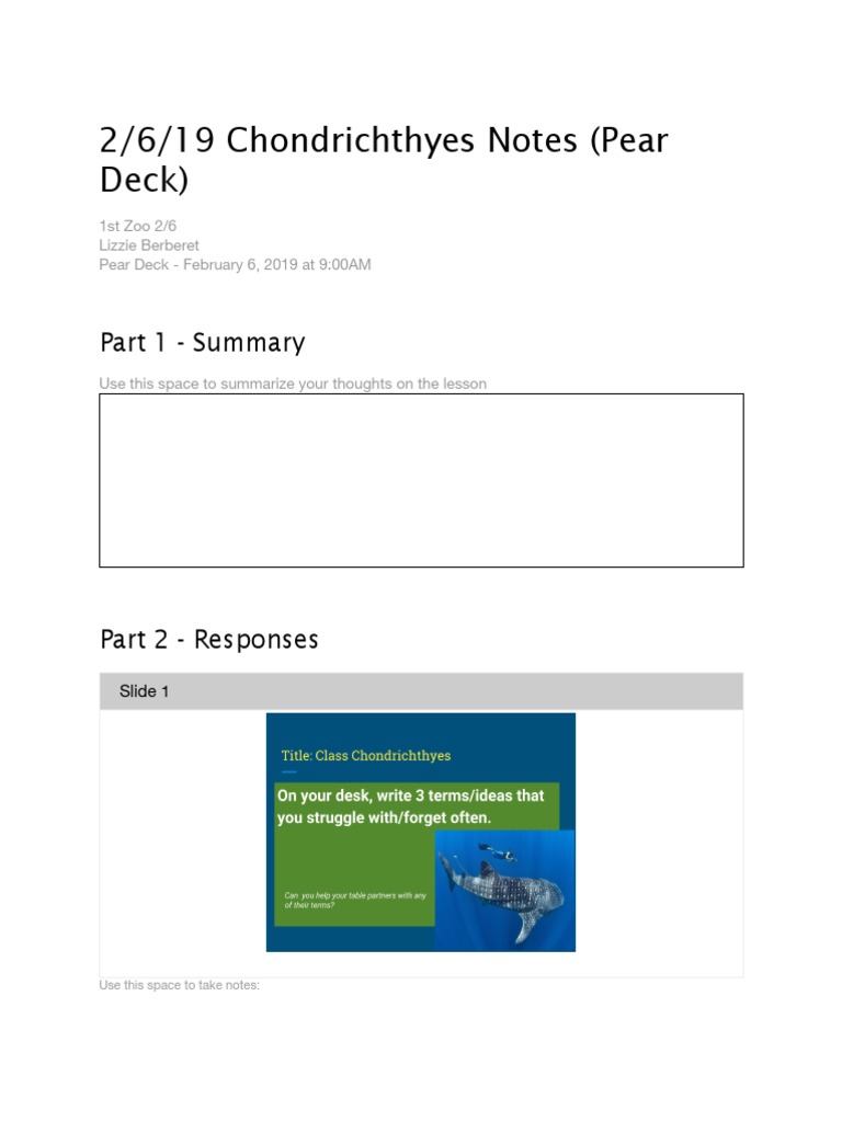 Student Pear Deck Response | PDF | Skeletal System | Vertebrates