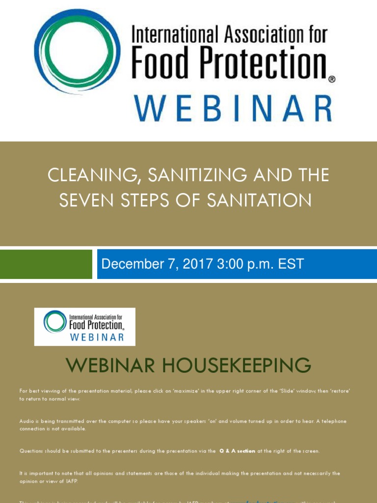 Cleaning, Sanitizing and The Seven Steps of Sanitation: December 7 ...