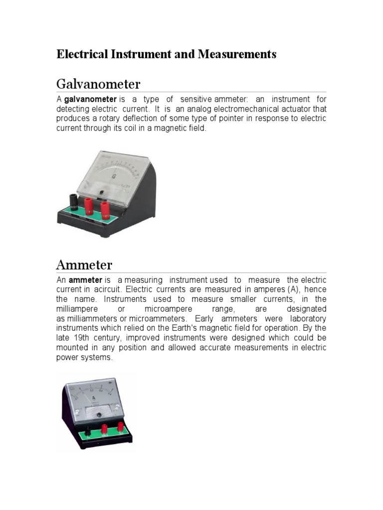 Galvanometer: Electrical Instrument and Measurements | PDF | Electric ...