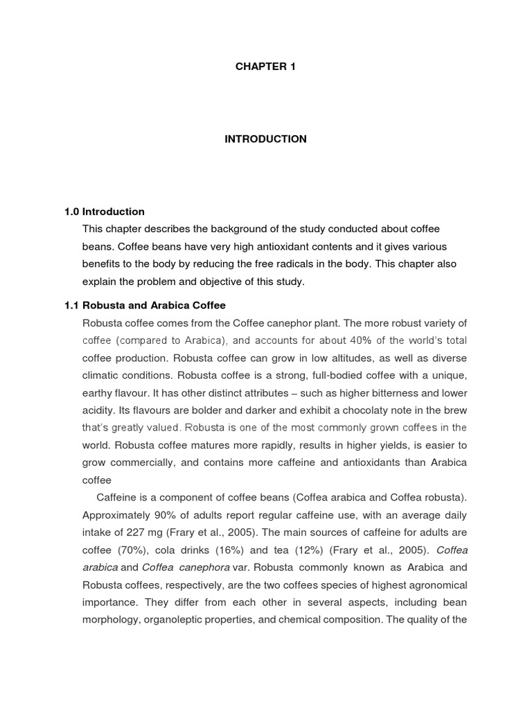 Chapter 1 (Fyp) | PDF | Coffee | Chemistry