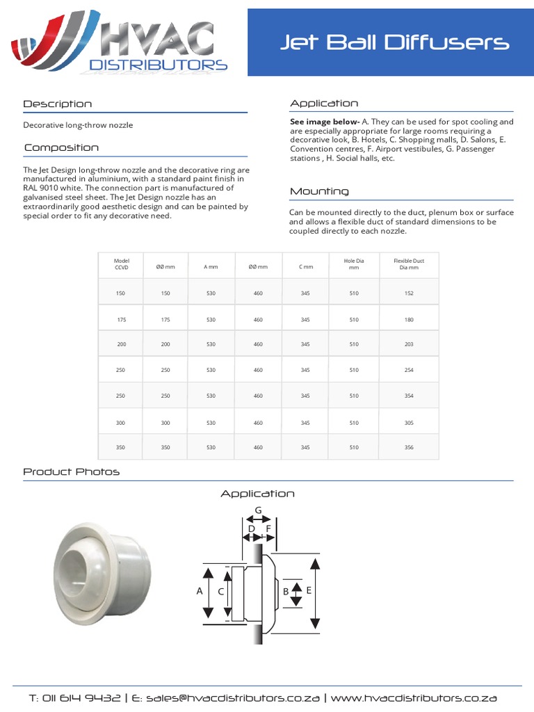 Jet Ball Diffusers | PDF | Duct (Flow) | Building Engineering