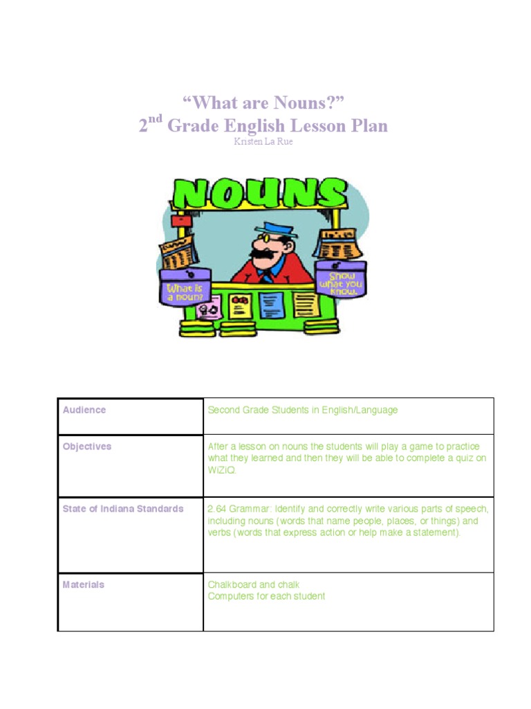 What Are Nouns Lesson Plan 1 PDF | PDF | Noun | English Language
