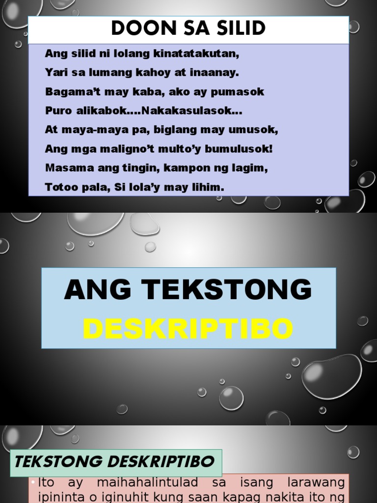 Ang Tekstong Deskriptibo | PDF