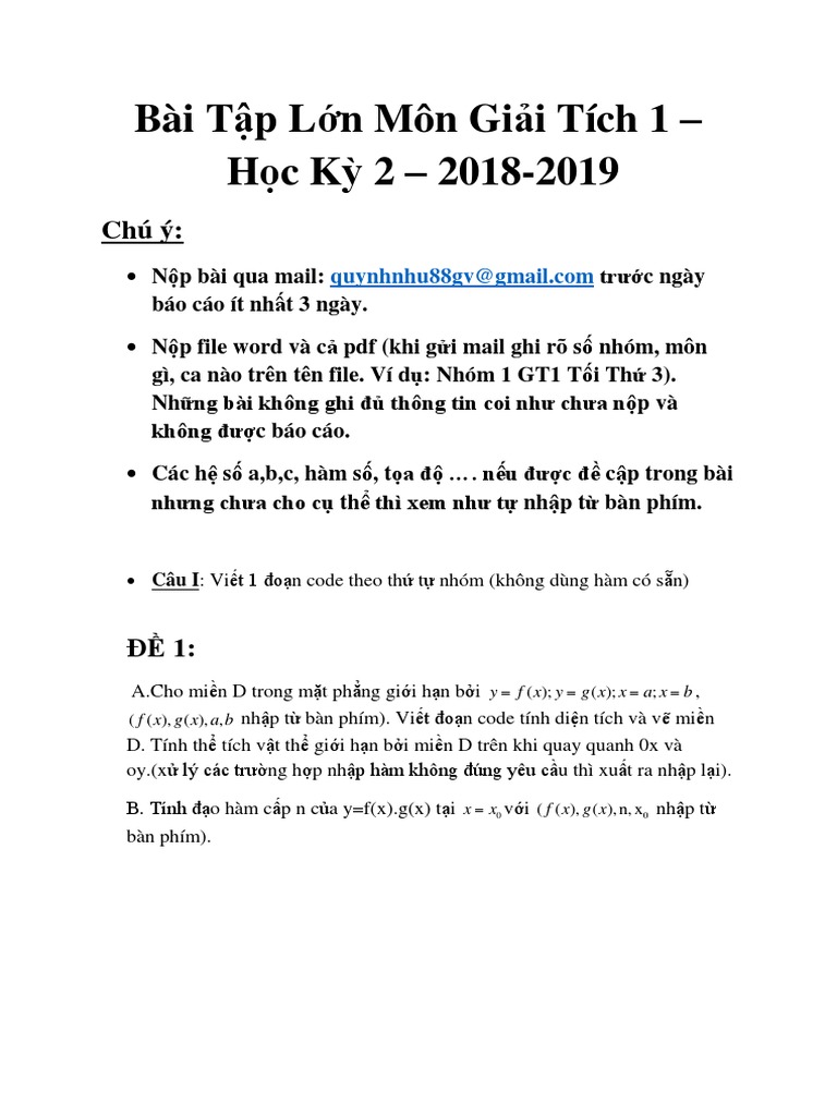 BTL GT1 đề 4 | PDF