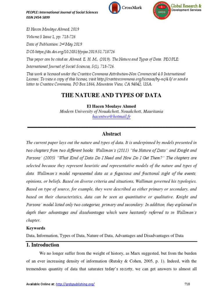 The Nature and Types of Data | PDF | Data | Quantitative Research