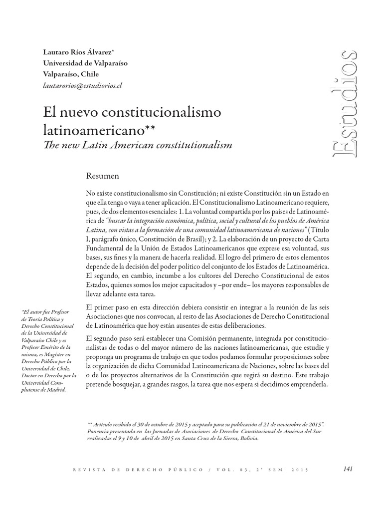 El Nuevo Constitucionalismo Latinoamericano Pdf Pdf America Latina