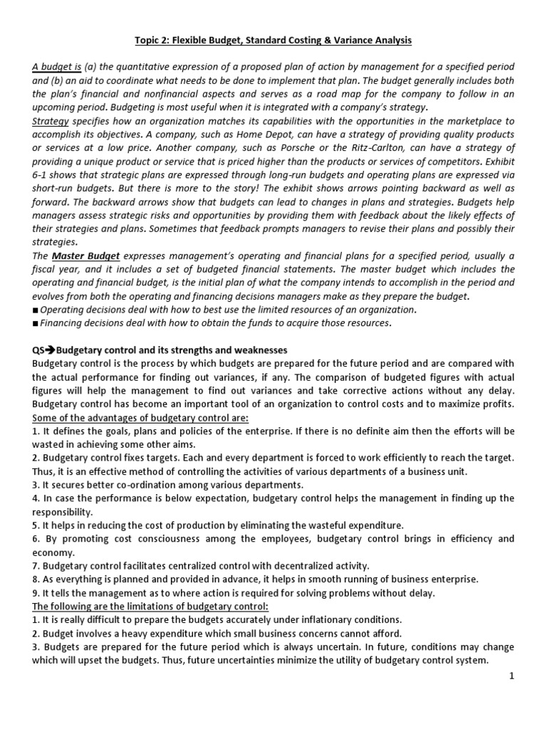Standard Costing Flexible Budget Variance Analysis IIUC MBA | PDF ...