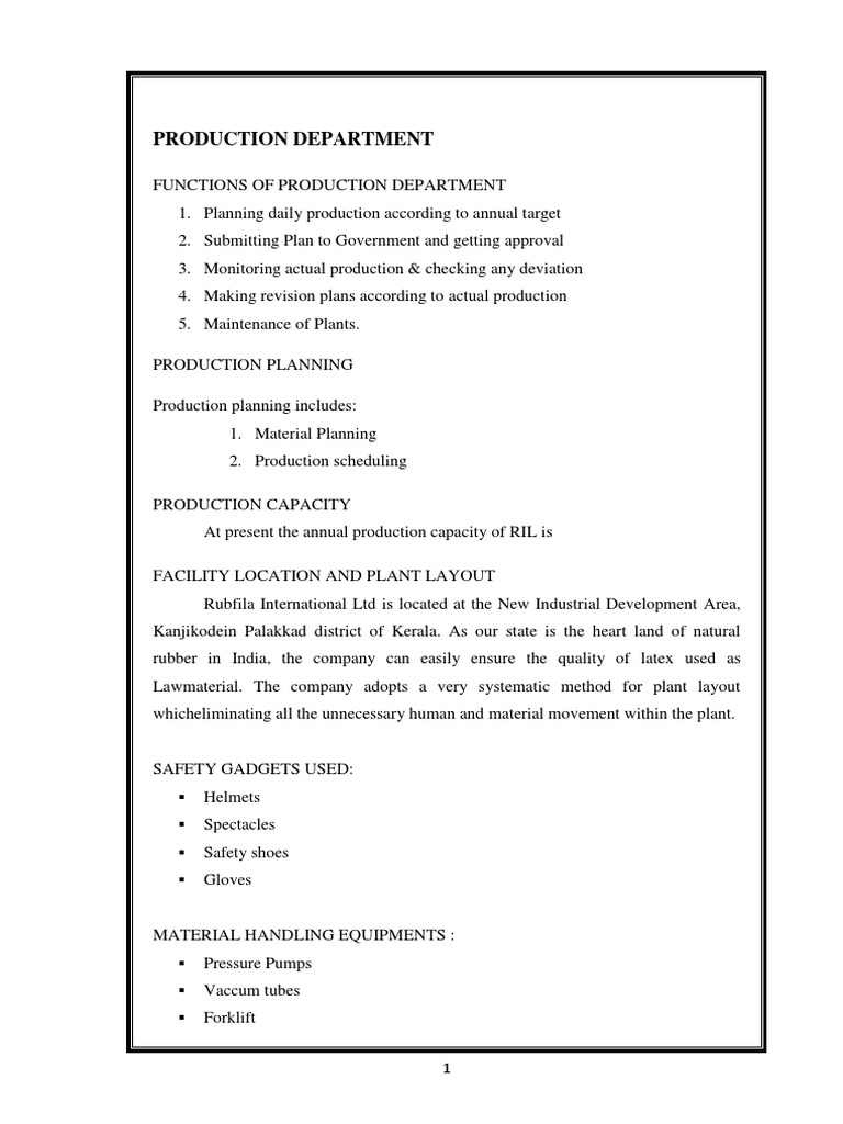RIL production department functions | PDF | Quality Assurance | Warehouse