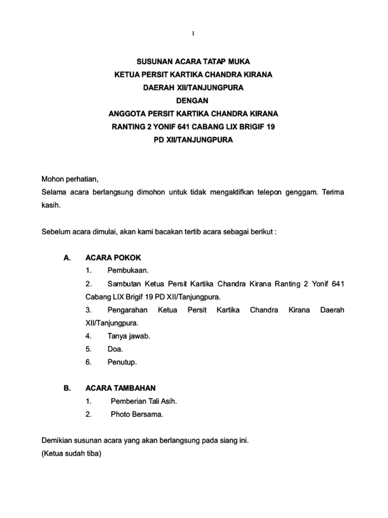 Susunan Acara Persit | PDF