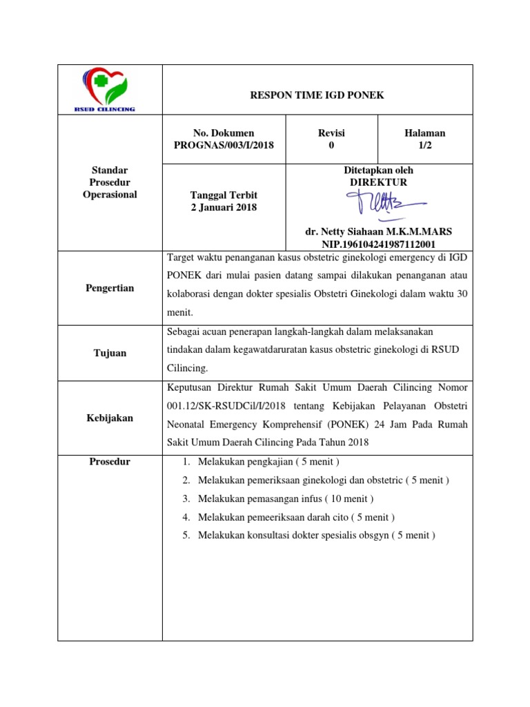 003.spo Respon Time Igd Ponek | PDF