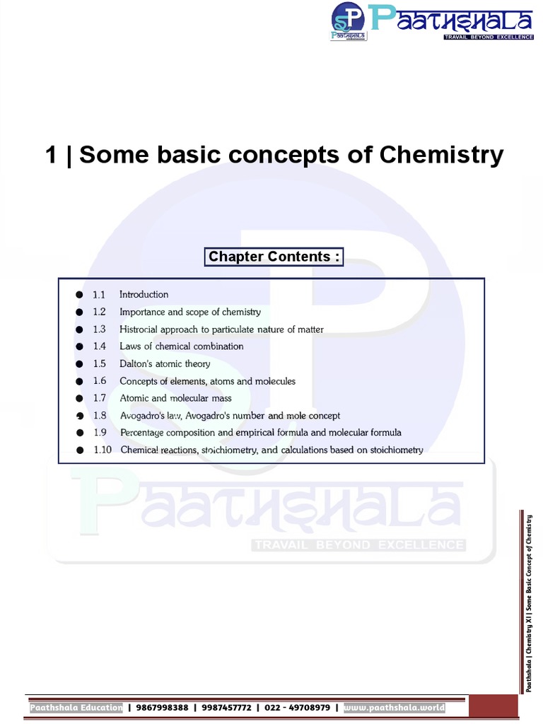 1101 Some Basic Concepts of Chemistry Entrance PDF | PDF | Mole (Unit) | Stoichiometry
