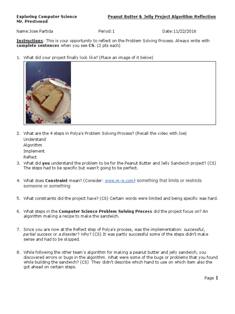 Handout-Prob-Peanut-Reflect 2 | PDF | Computer Science | Algorithms