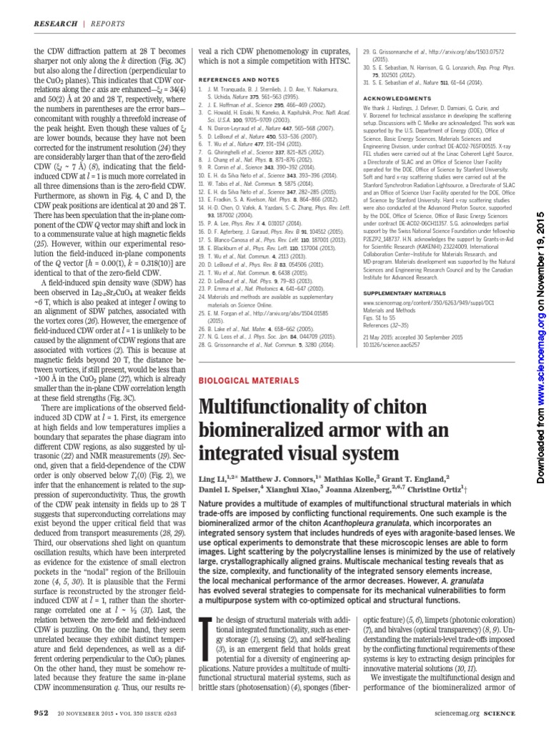 Mollusca Li Et Al 2015 Biomineralized Armor Chiton Eye | PDF | Lens ...