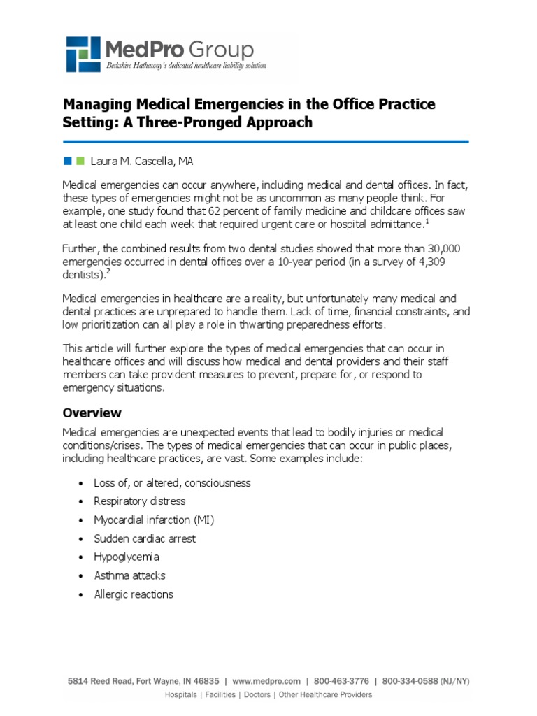 Managing Medical Emergencies in The Office Practice Setting | PDF ...
