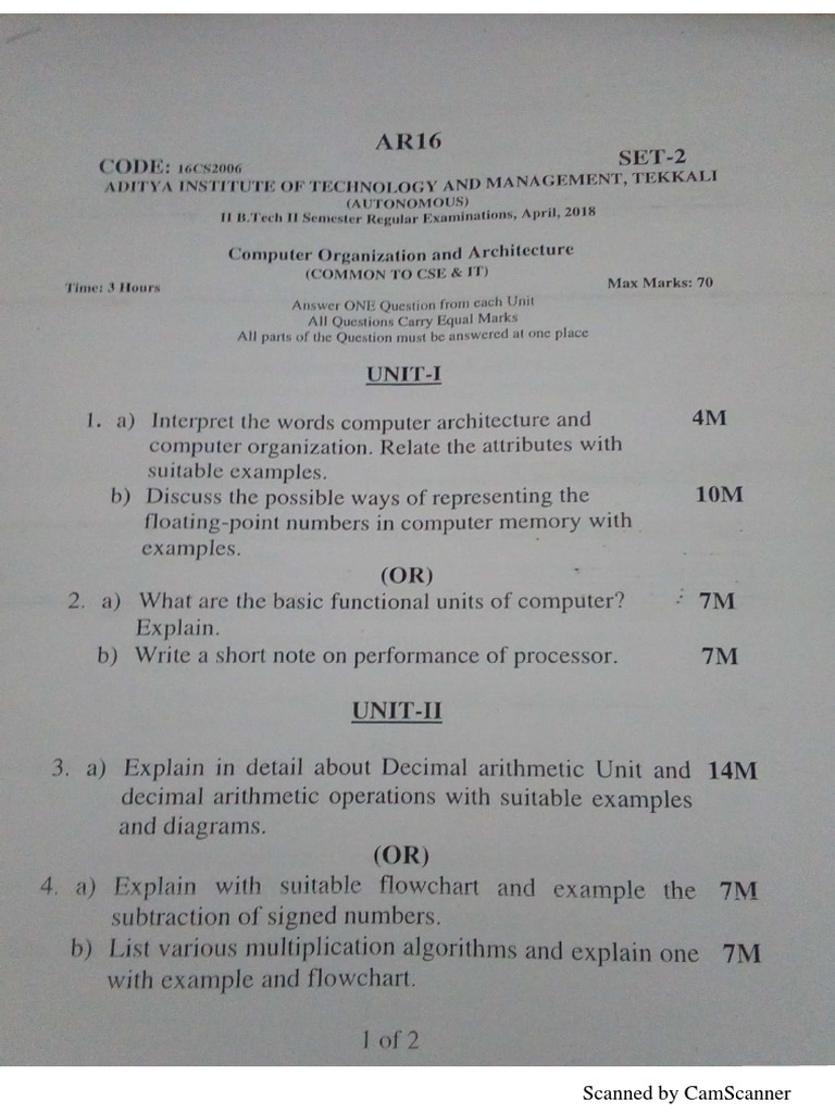 COA Question Paper | PDF