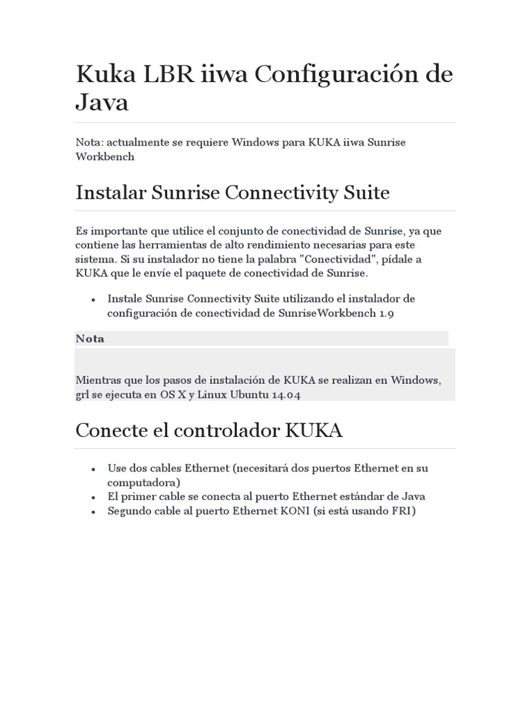 Configuración KUKA LBR iiwa en Java | PDF | Protocolos de internet | Dirección IP
