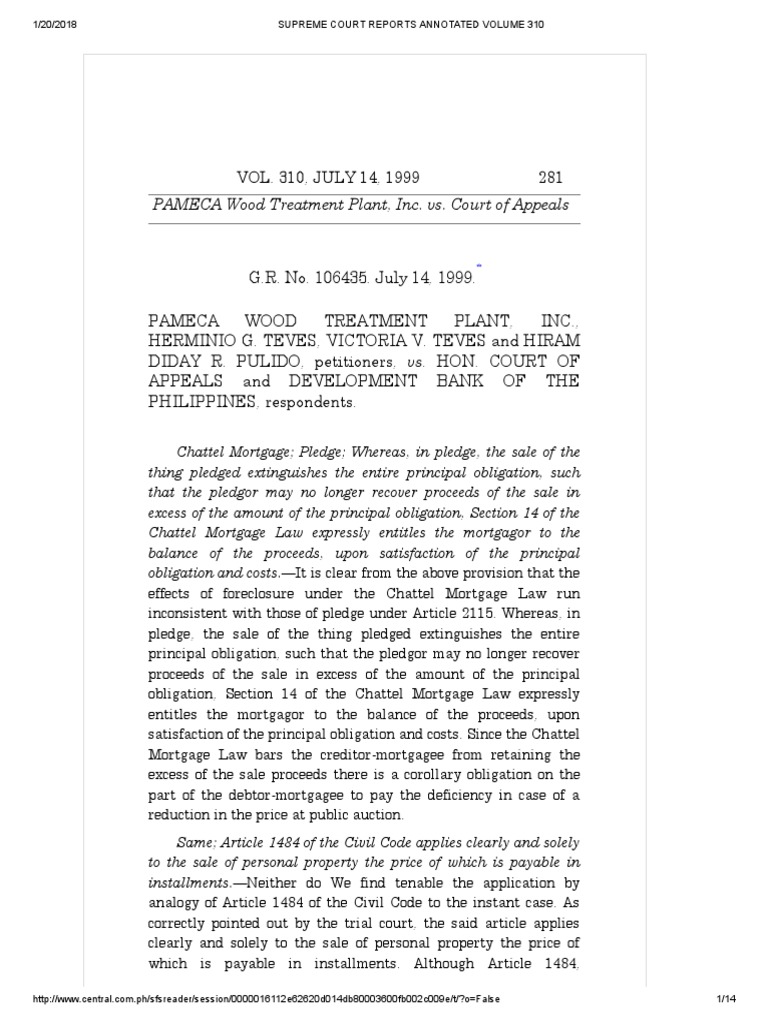 PAMECA Wood Treatment Plant, Inc. V CA | PDF | Mortgage Law | Foreclosure