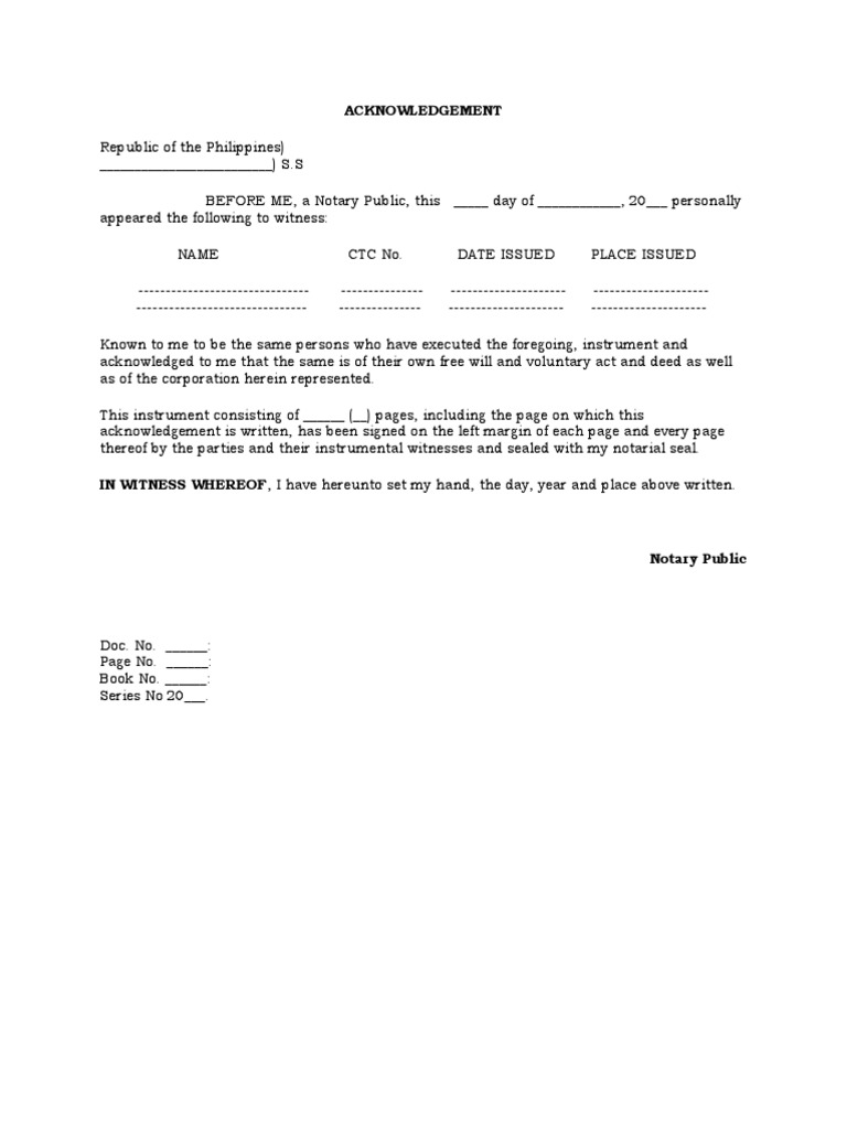 Legal Acknowledgement Sample Form | PDF