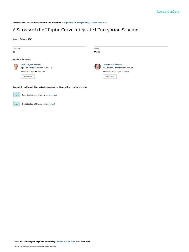 A Survey of The Elliptic Curve Integrated Encryption Scheme: January ...
