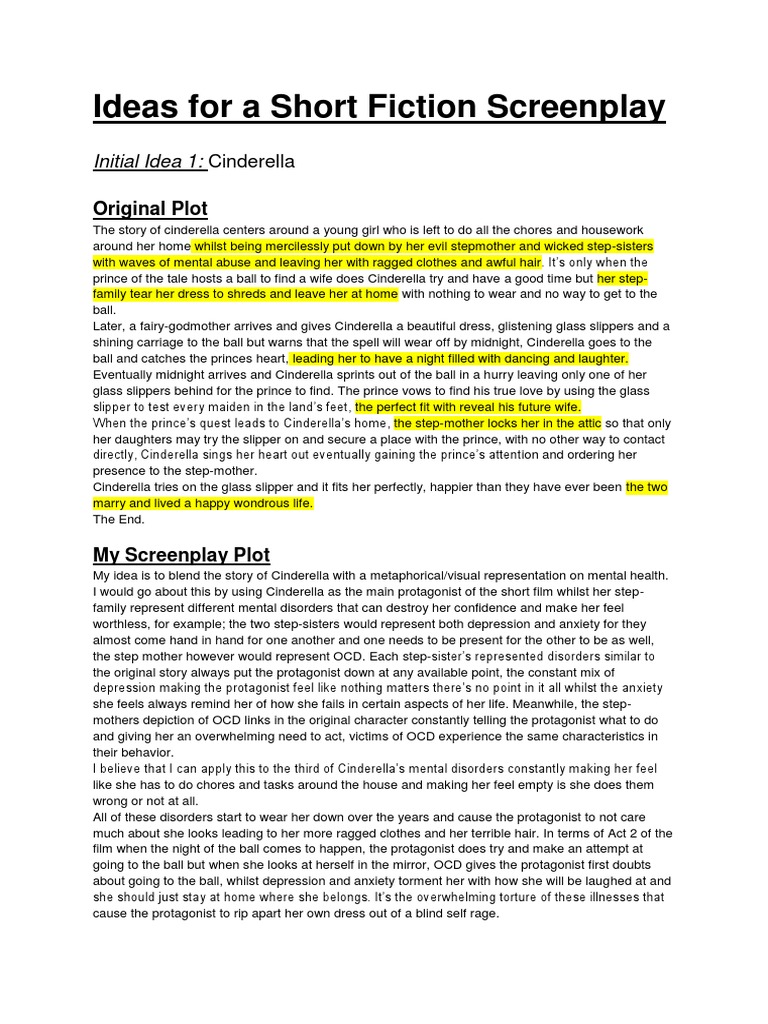 Short Fiction Screenplay Ideas | PDF | Obsessive–Compulsive Disorder