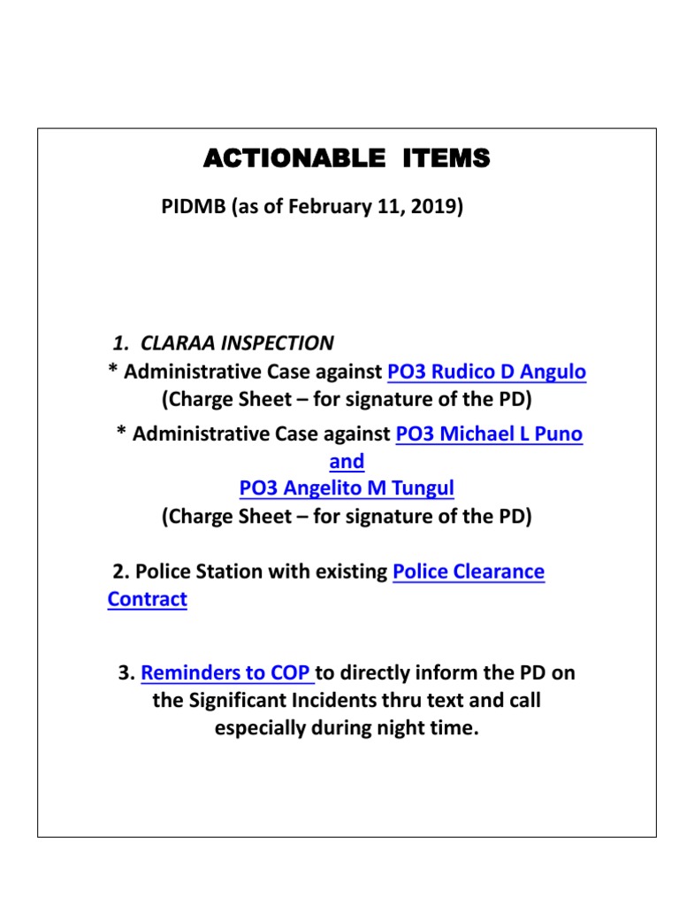 Actionable Items | PDF