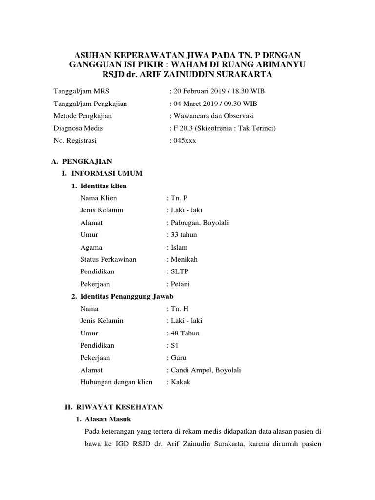 Askep Jiwa Waham | PDF