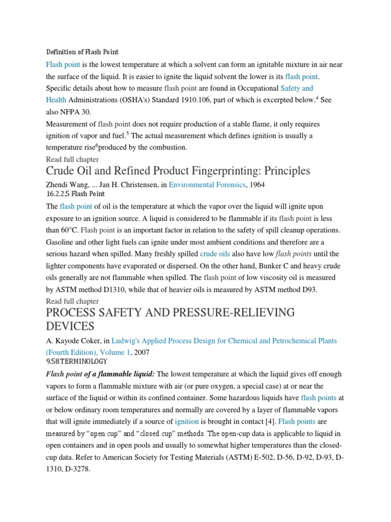 Crude Oil and Refined Product Fingerprinting: Principles: Flash Point ...