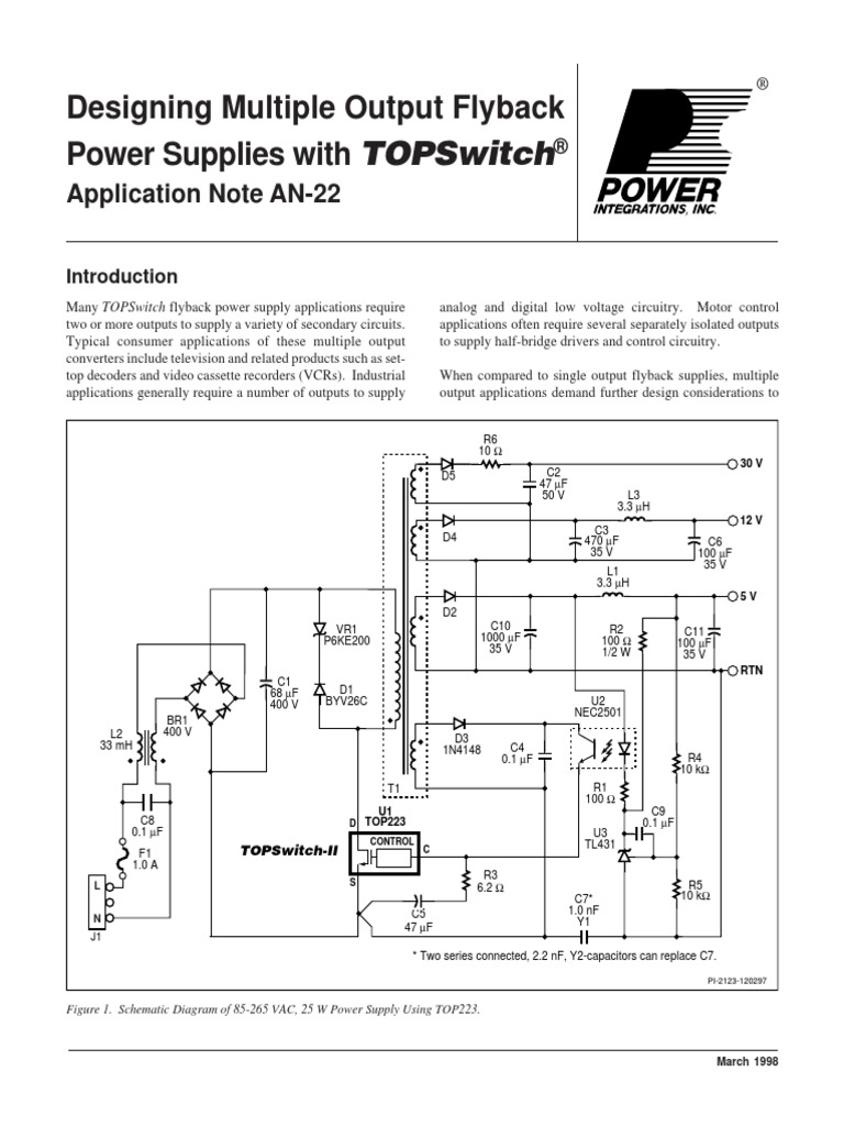 Topswitch: Designing Multiple Output Flyback Power Supplies With | PDF ...