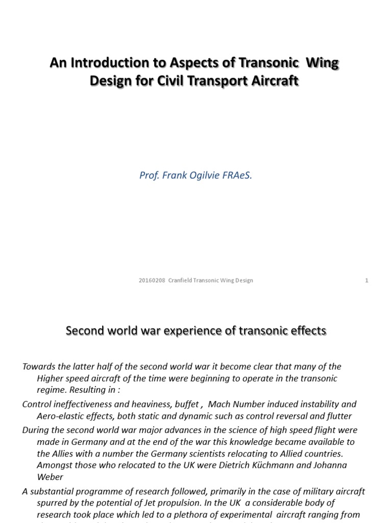An Introduction To Aspects of Transonic Wing | PDF | Airfoil | Mach Number
