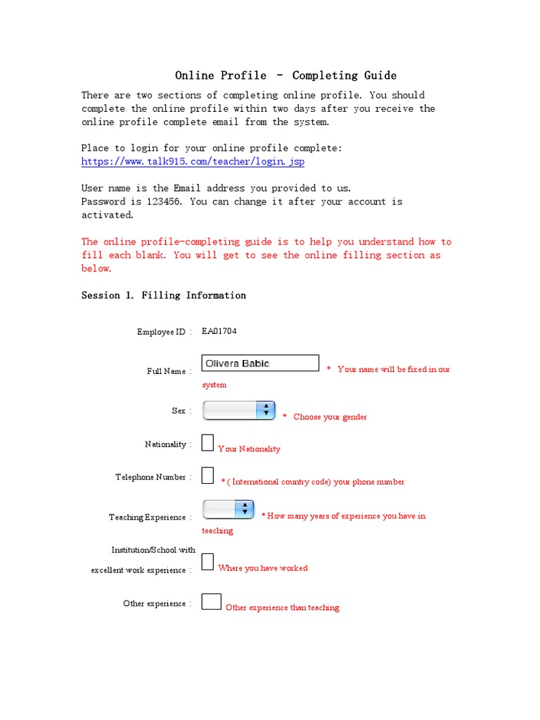 Online Profile - Completing Guide | PDF | Internet | Adobe Flash