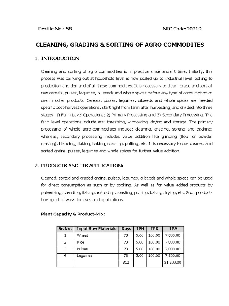 Cleaning, Grading & Sorting Agro Commodities | PDF | Grain | Cereals
