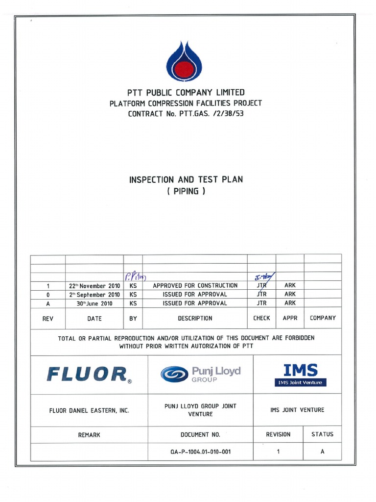 Qa P 001.itp Piping (Rev.1) | PDF