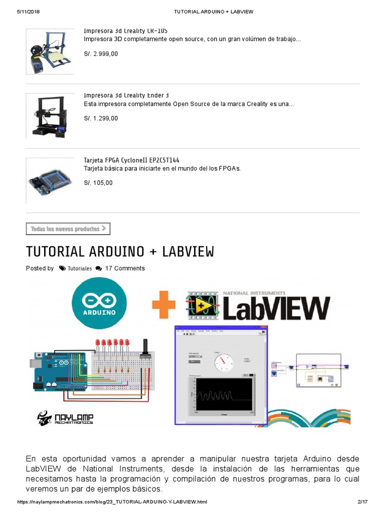 Tutorial Arduino + Labview | Descargar gratis PDF | Arduino | Entorno de desarrollo integrado