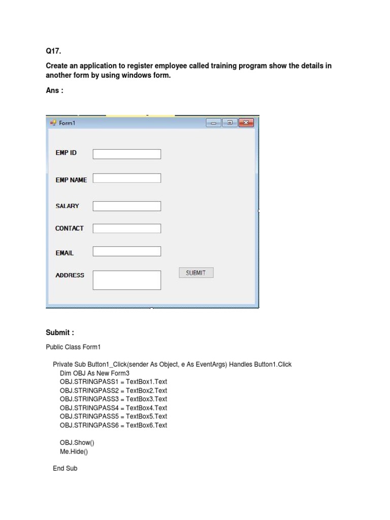 Employee Training Registration Application with Windows Forms | PDF ...