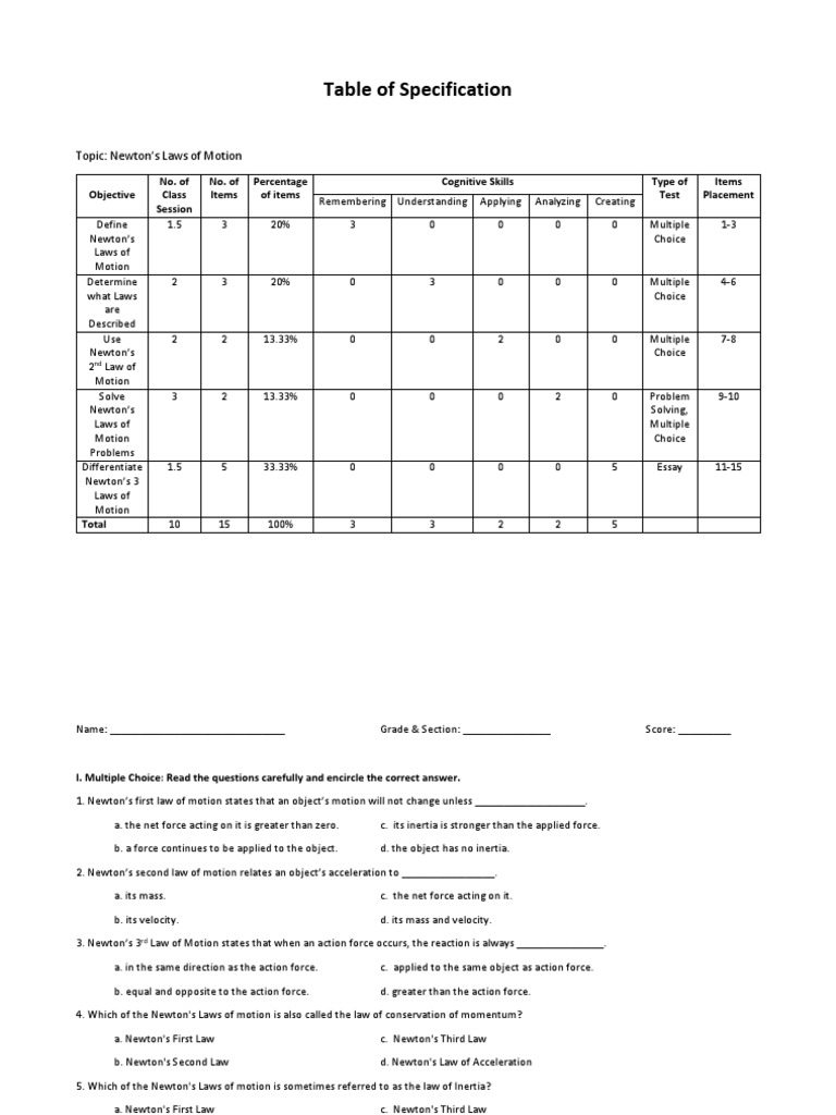 TOS Sample | Download Free PDF | Newton's Laws Of Motion | Acceleration