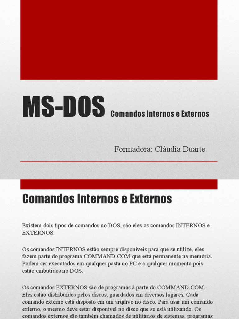 MS-DOS Comandos Internos e Externos | PDF