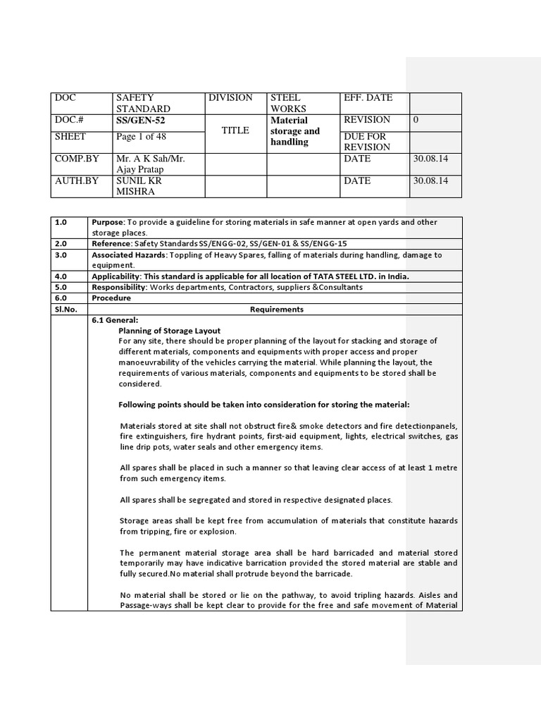 Material Storage and Handling Standards | PDF | Warehouse | Crane (Machine)