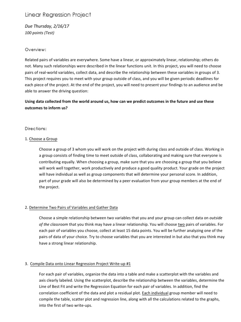 Linear Regression Project | PDF | Scatter Plot | Regression Analysis