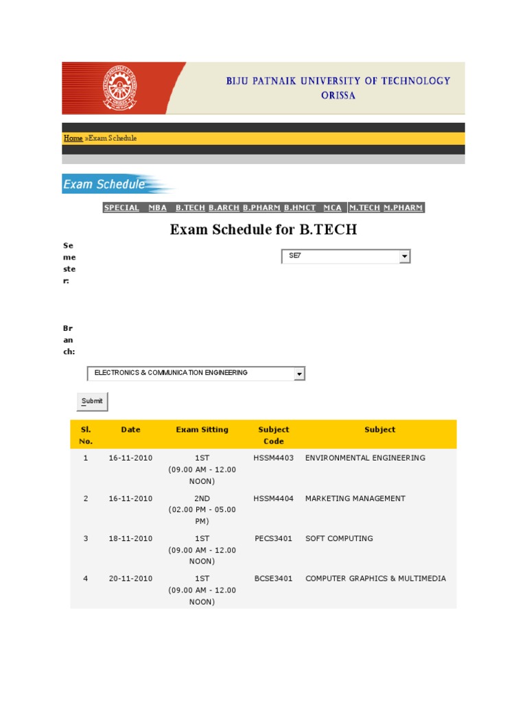 Exam Schedule For B.TECH | PDF | Intellectual Works | Engineering