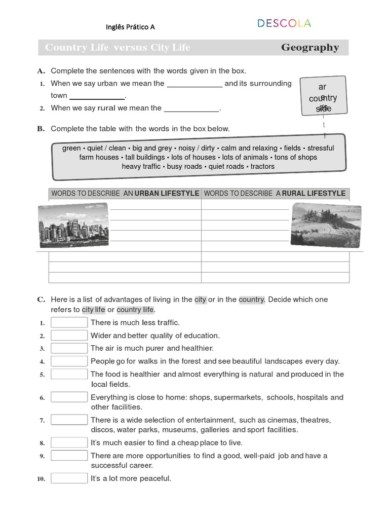 Country Life Versus City Life: Geography | PDF
