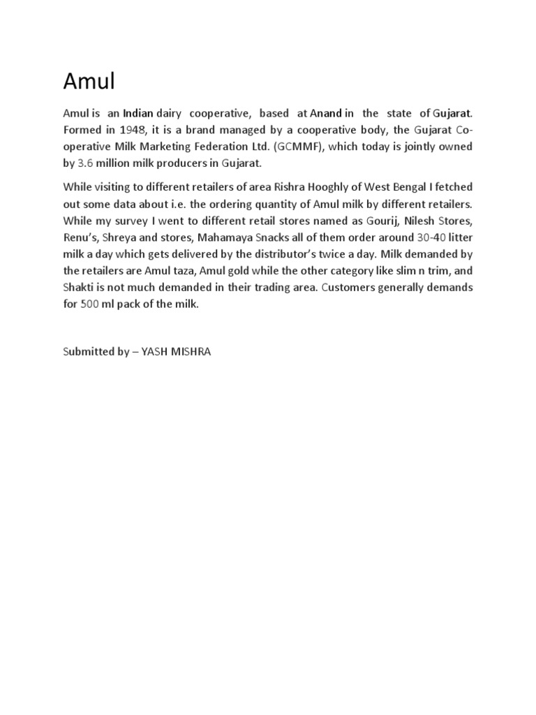 Amul 01 | PDF | Dairy Farming | Business Economics