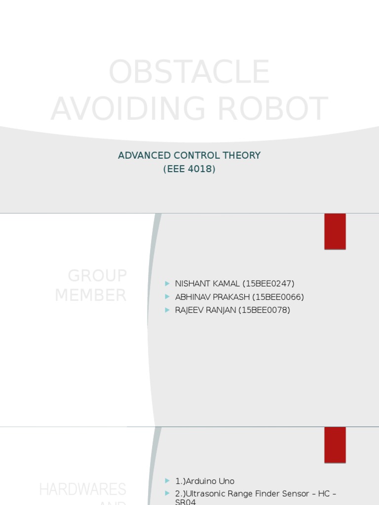 Robotics Project: Obstacle Avoidance | PDF | Arduino | Robot